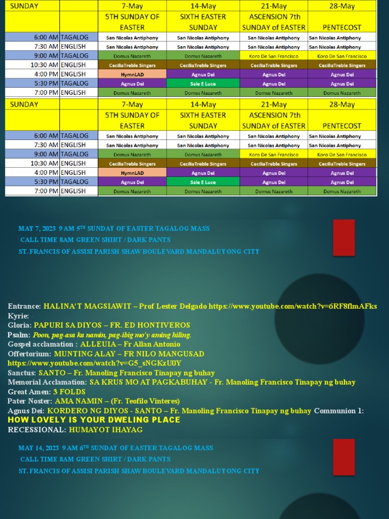 St. Francis Mandaluyong Mass Schedule | PDF | Mass (Liturgy) | Worship