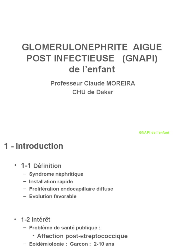 Glomerulonephrite Post Infectieuse (Gnapi) | PDF | Causes de décès ...
