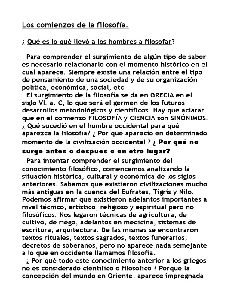 Comienzos Historicos de La Filosofía | PDF | Monismo | Conocimiento