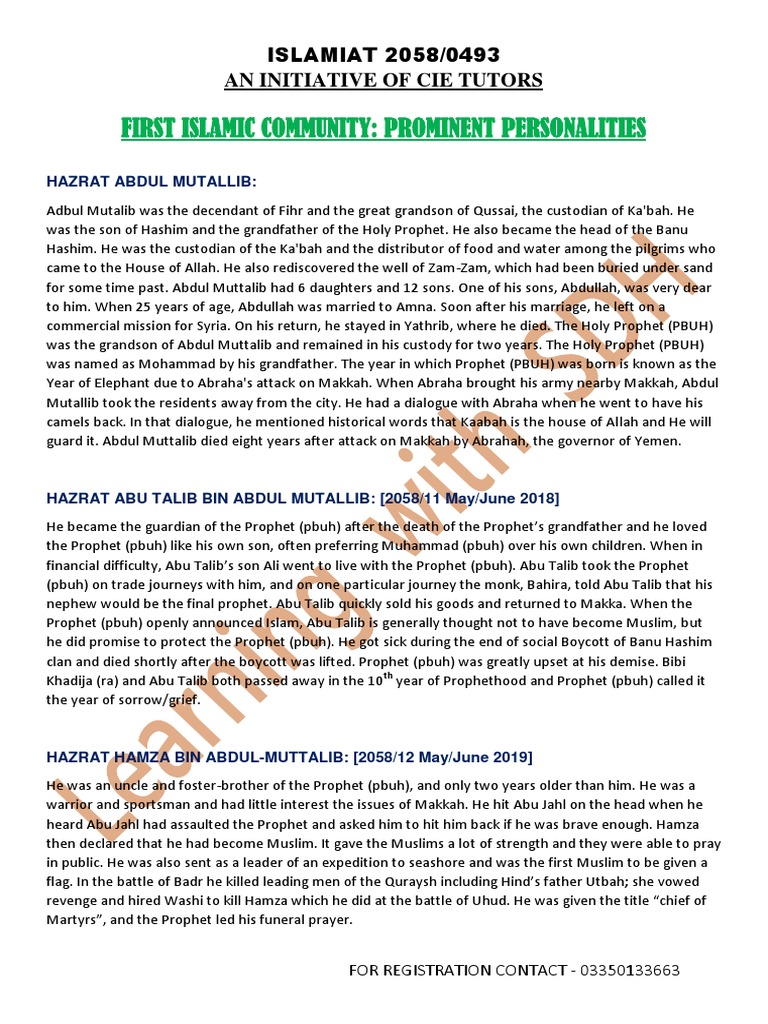 First Islamic Community - Prominent Personalities PDF | PDF | Muhammad ...
