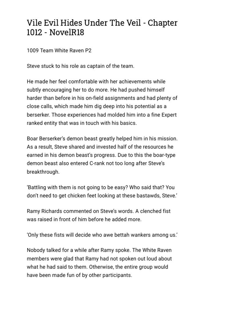 Vile Evil Hides Under The Veil 1009 PDF | PDF