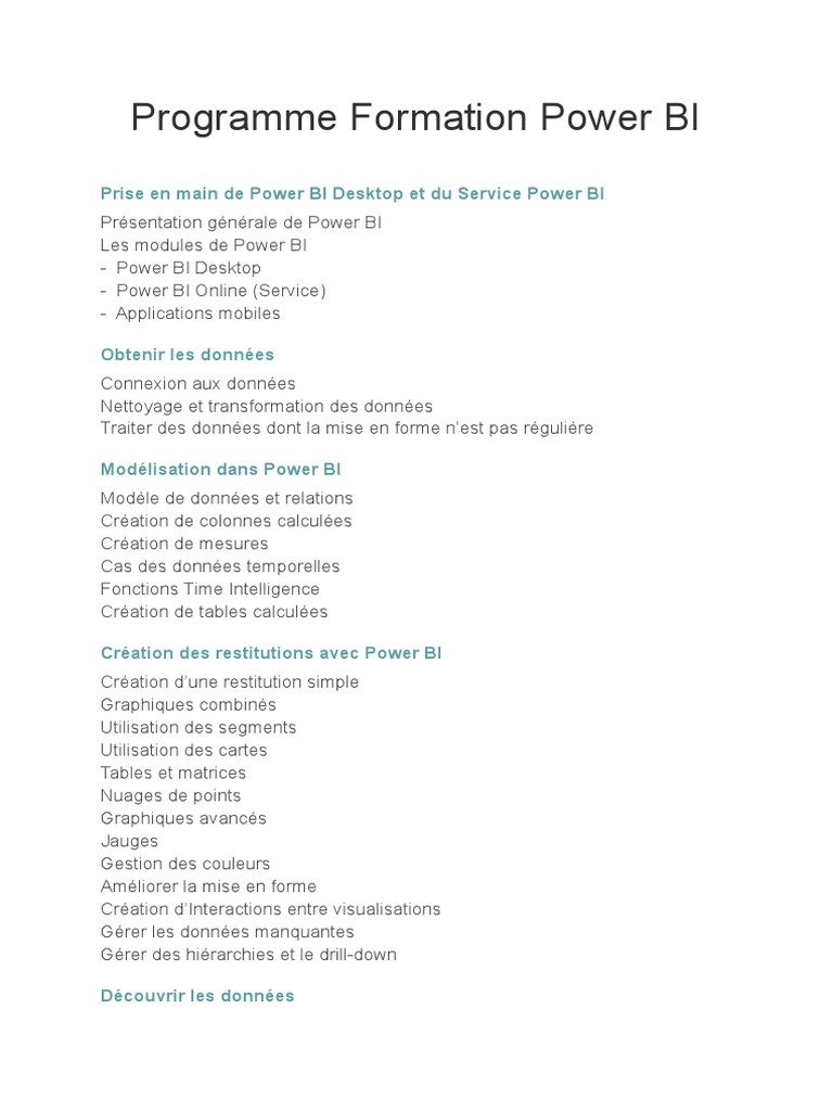 Programme Formation Power BI | PDF