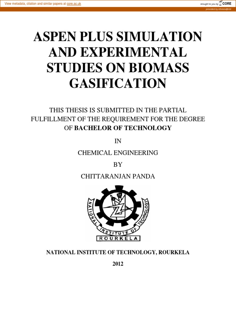 Aspen Plus Simulation | PDF | Gasification | Pyrolysis