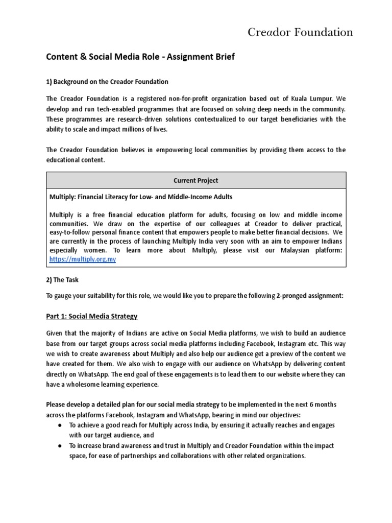 Content & Social Media Role Assignment | Download Free PDF | Social ...