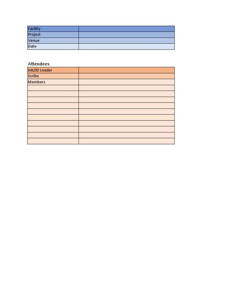 HAZID Study Worksheet Template | PDF