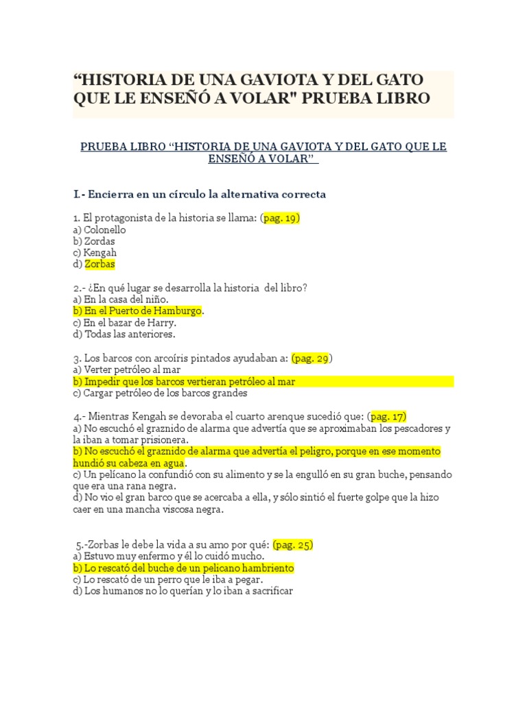 Historia de Una Gaviota y Del Gato Que Le Enseñó A Volar | PDF