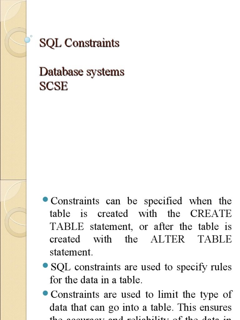 Unit 2 SQL Constraints | PDF