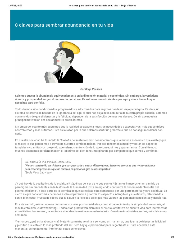 8 Claves para Sembrar Abundancia en Tu Vida - Borja Vilaseca | PDF | Crecimiento personal y ...