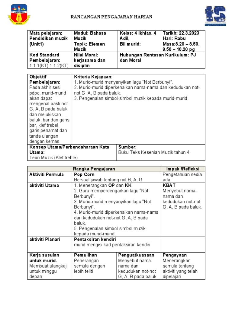 RPH Minggu 1 (Rabu) | PDF