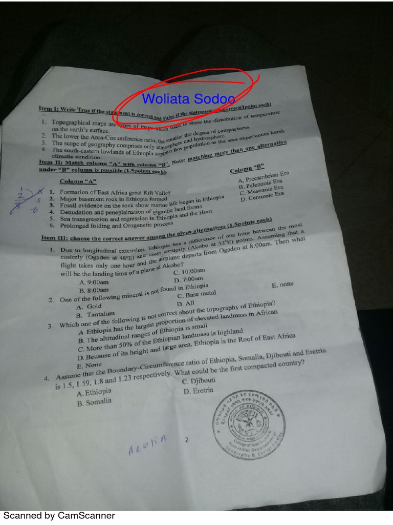 Geography Mid Exam Difference University-1 | PDF