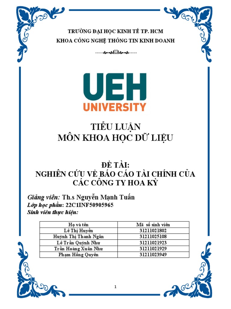 TIỂU LUẬN KHDL | PDF