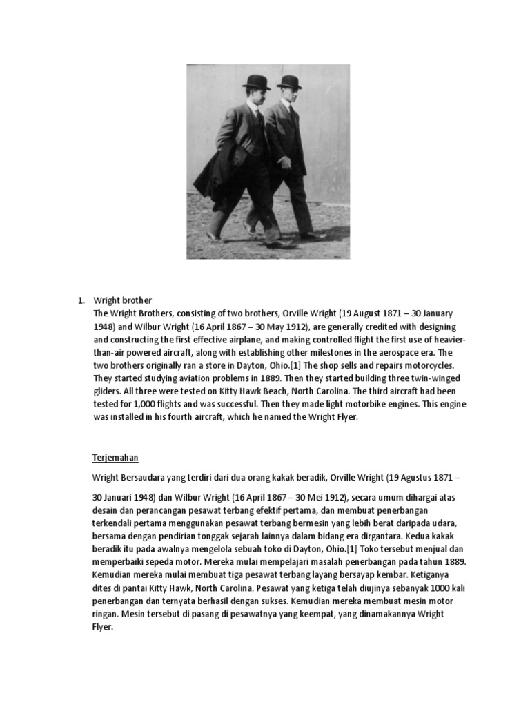 Wright Brother | PDF | Wright Flyer | Wright Brothers