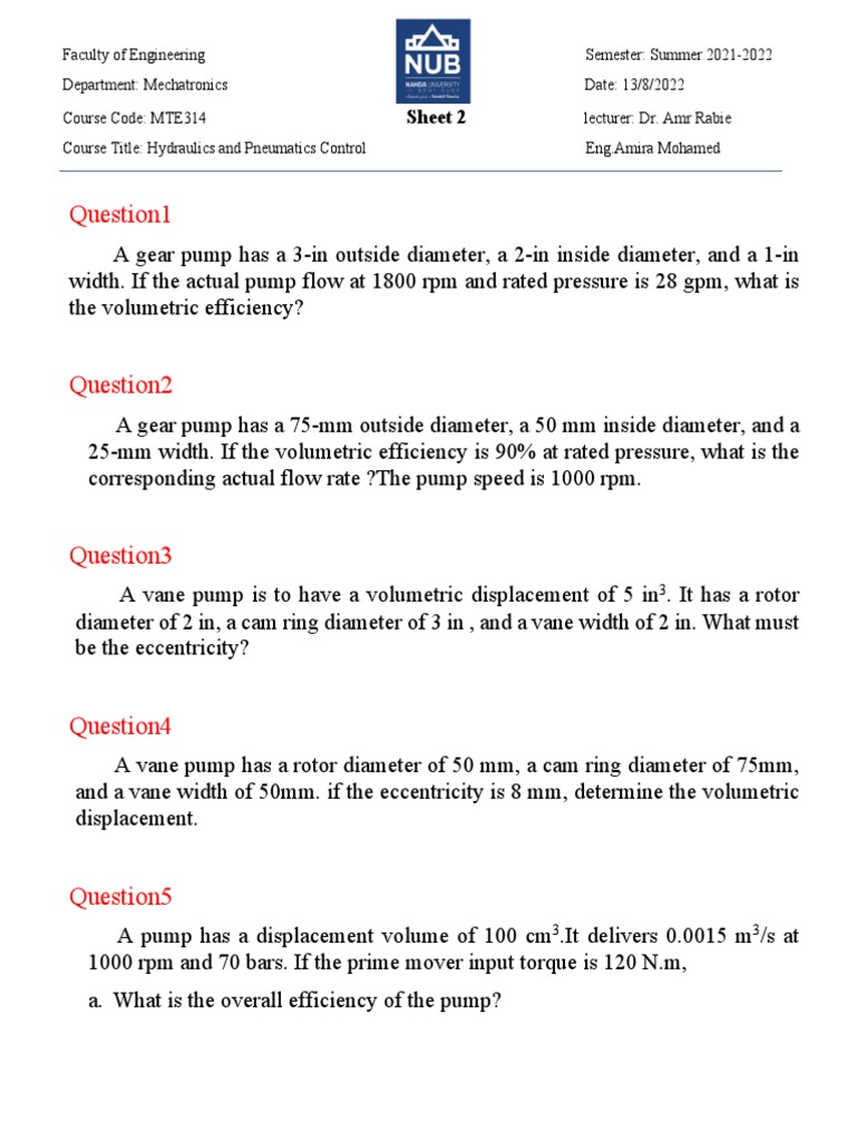Tutorial 2 PDF | PDF | Pump | Valve