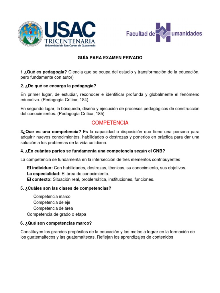 Guía para Examen Privado | PDF | Evaluación | Plan de estudios