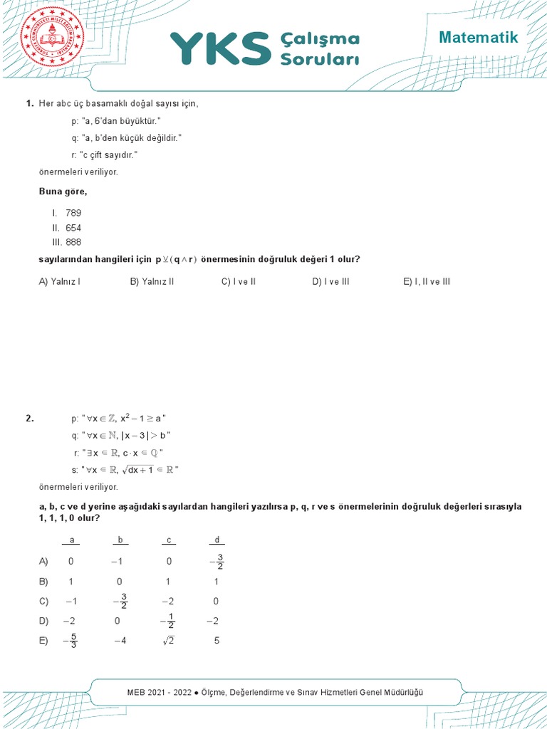 YKS Matematik 2 PDF | PDF