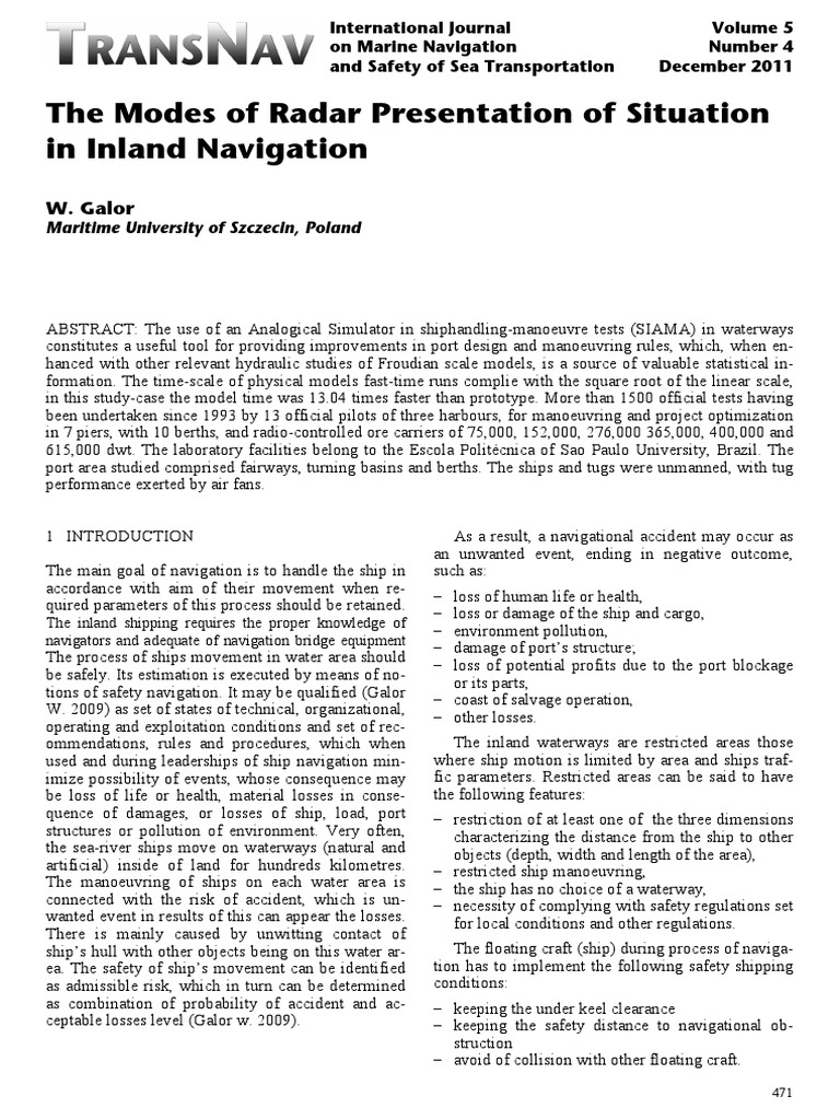 The Modes of Radar Presentation of Situation in Inland Navigation | PDF ...