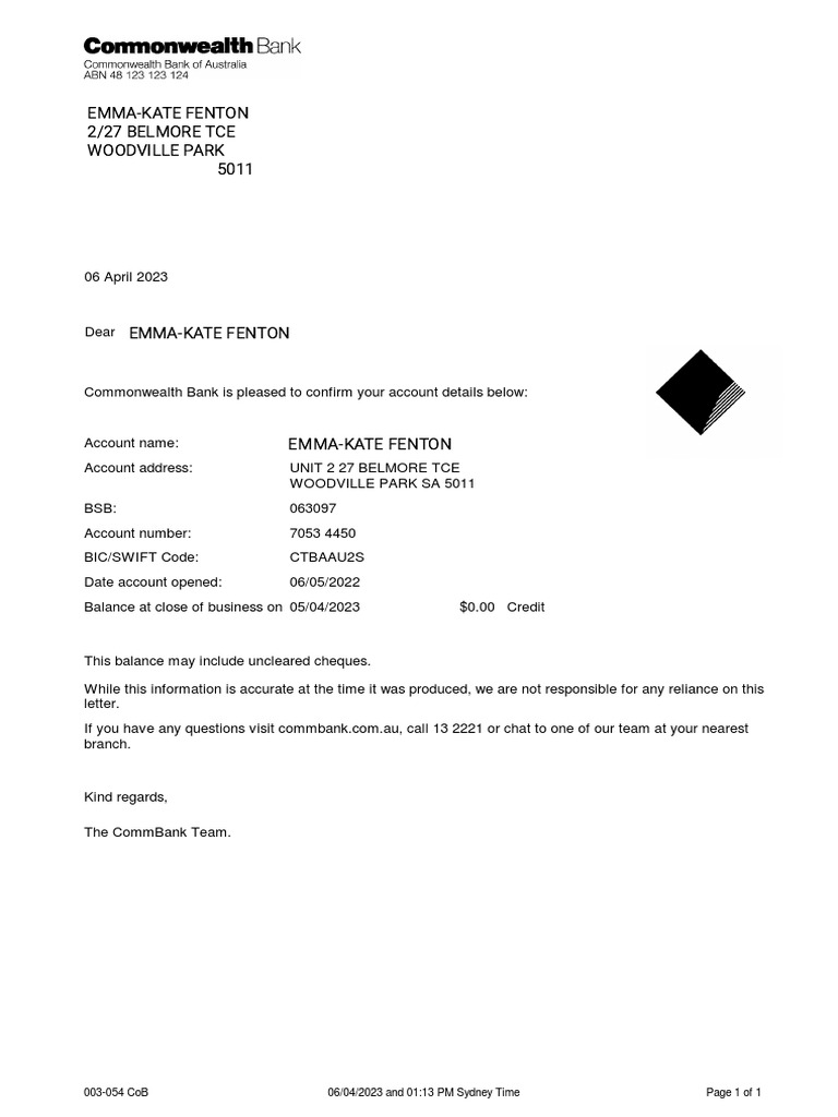 Balance Confirmation PDF | PDF