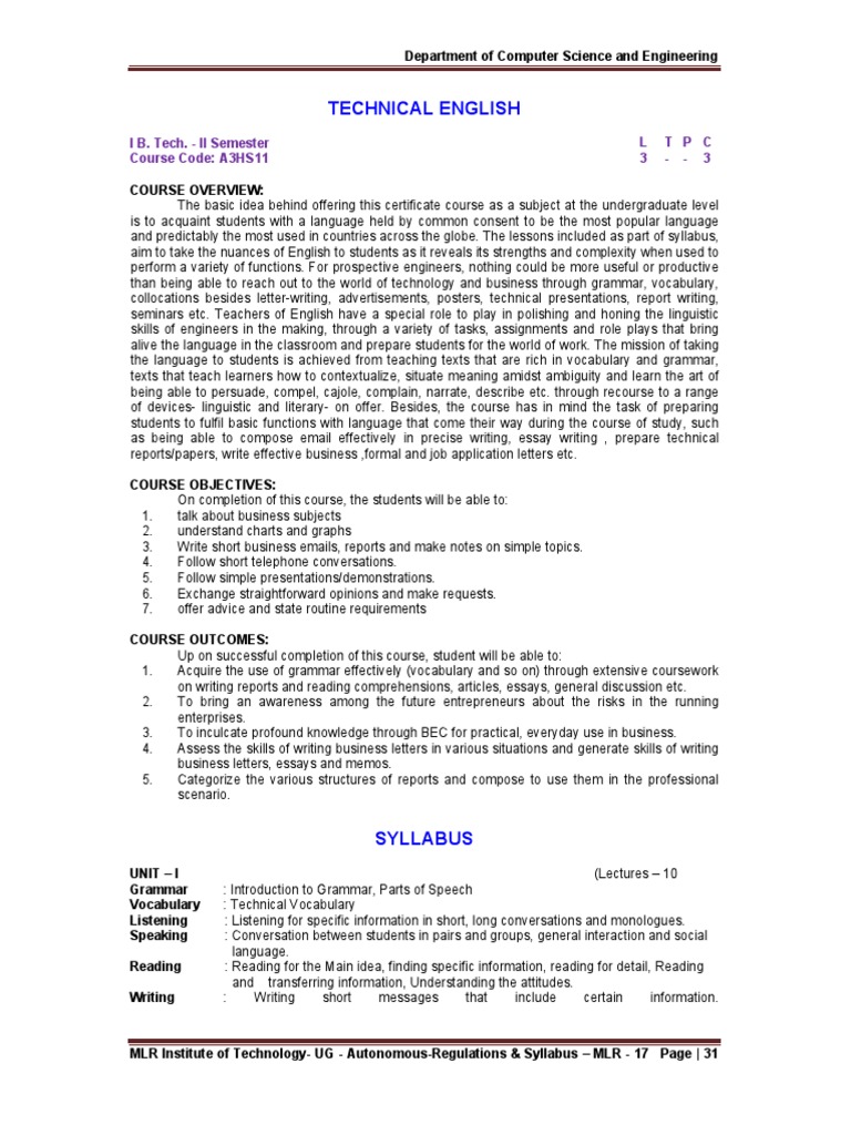 Technical English | PDF | Vocabulary | Reading Comprehension