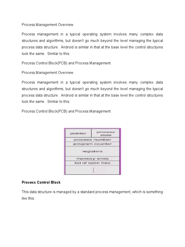 Process Management Overview Pdf Process Computing Android Operating System