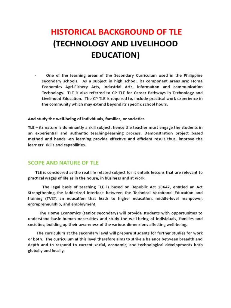 HISTORICAL-BACKGROUND-OF-TLE_075315 | PDF | Entrepreneurship | Grafting