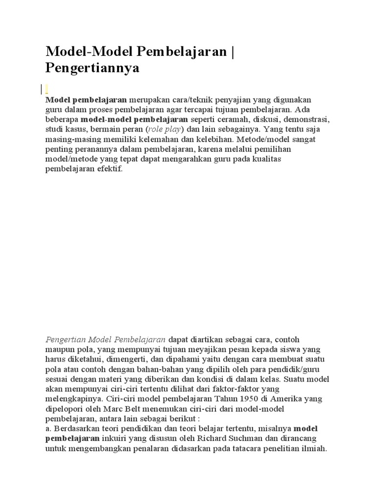 Model Pembelajaran | PDF