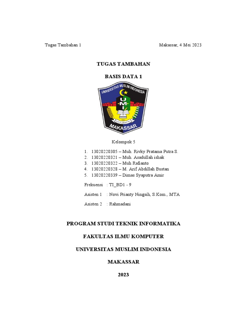 Format Tugas Kelompok Basis Data Labfikom | PDF