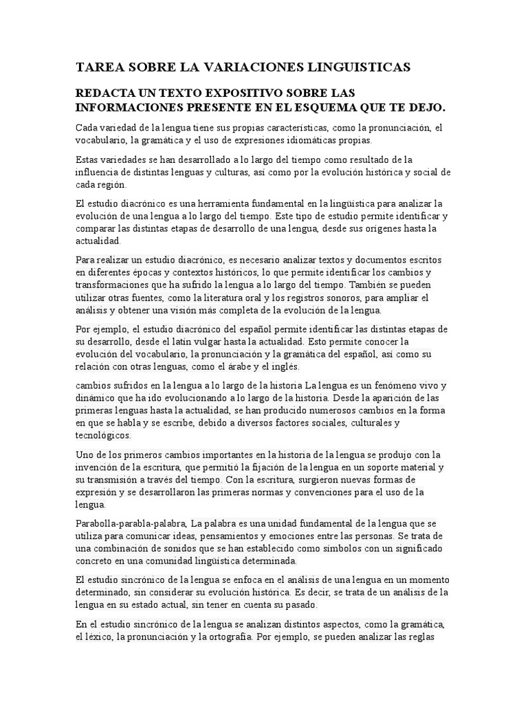 Tarea Sobre La Variaciones Linguisticas | PDF | Lingüística | Palabra