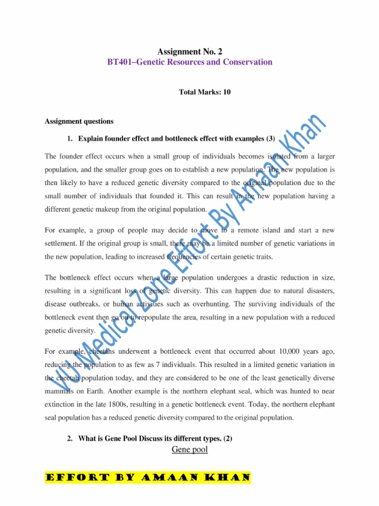 BT 402 Assignment No 2 Spring 2023 by Amaan Khan PDF | PDF