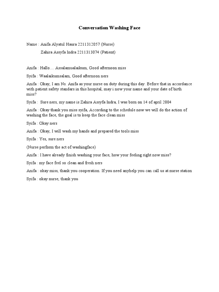 Conversation Washing Face | PDF