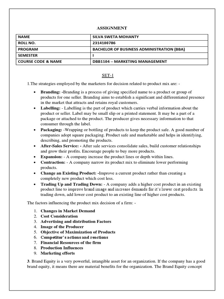 Marketing Management-ASSIGNMENT PDF | PDF | Brand | Marketing