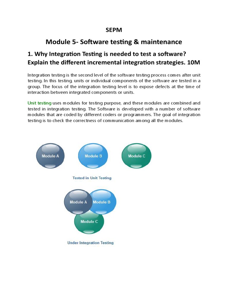 SEPM Module 5 - Software Testing & Maintenance | PDF | Software Testing ...