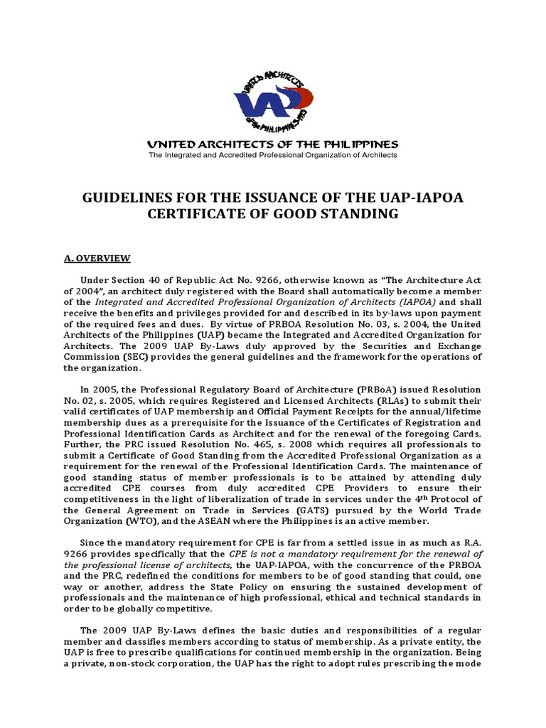 UAP - IAPOA Good Standing | PDF