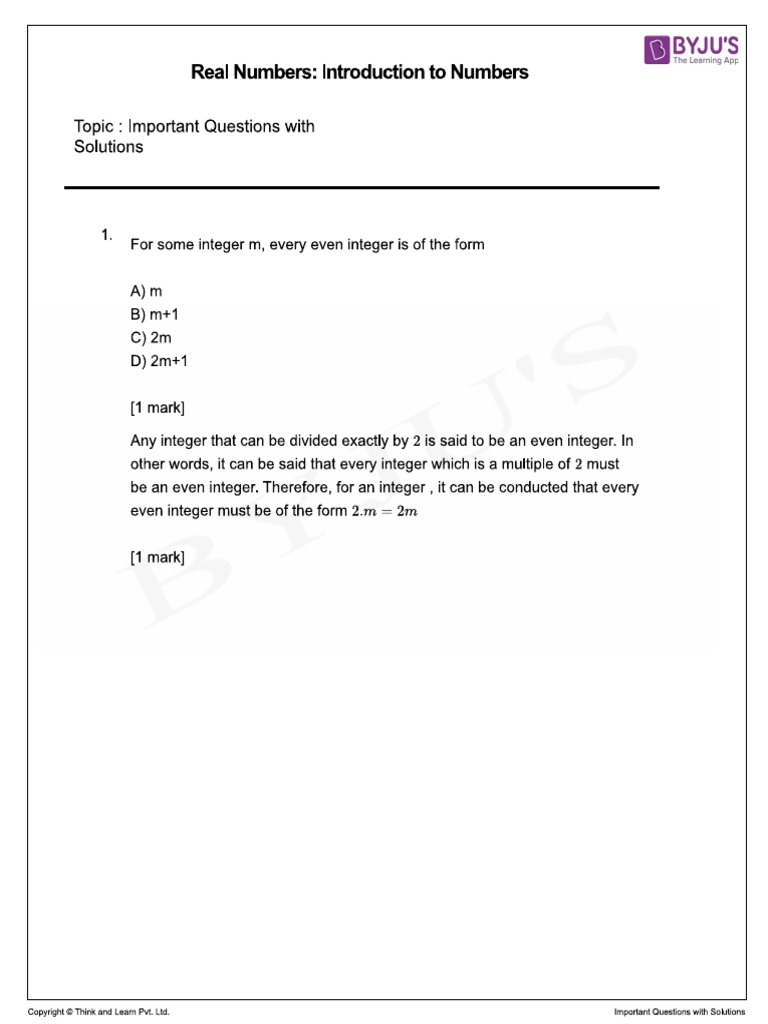 Real Numbers - Euclid's Division Lemma - SUB | PDF