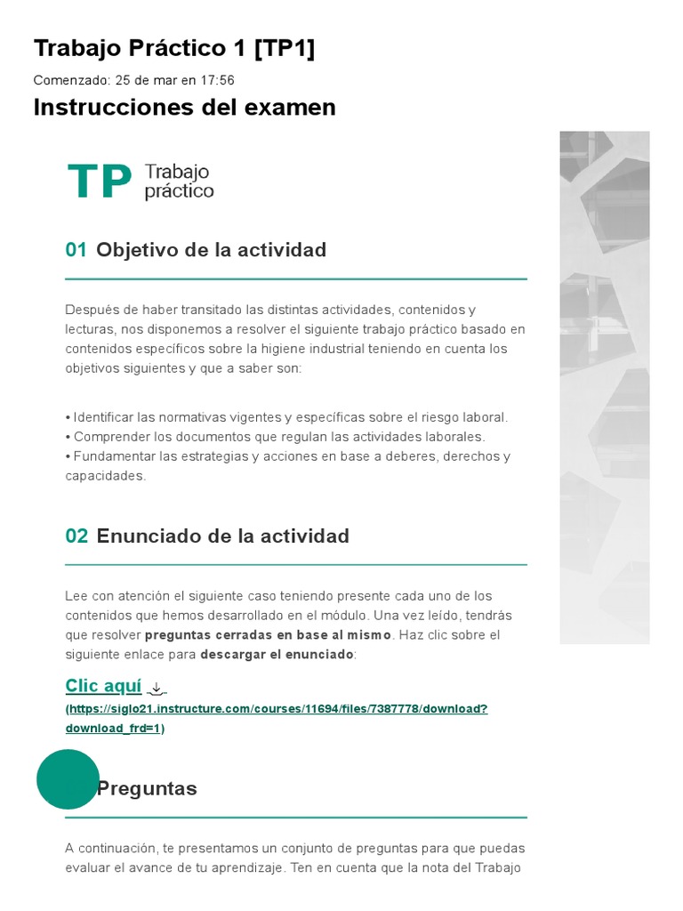 Examen - Trabajo Pr+íctico 1 (TP1) 80 Legal | PDF