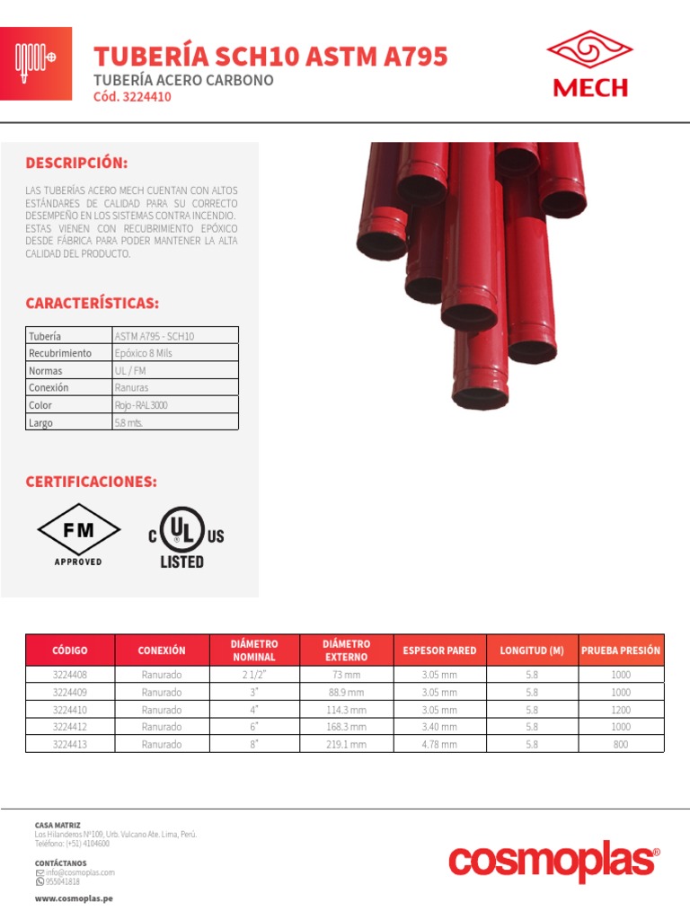 Ficha Tecnica Tubo SCH10 | PDF