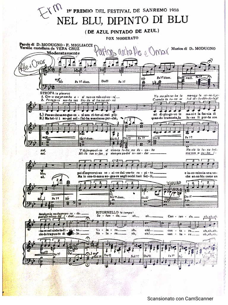 Nel Blu Dipinto Di Blu | PDF