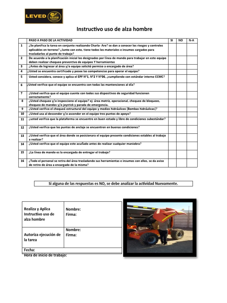 Instructivo de uso de alza hombre | PDF