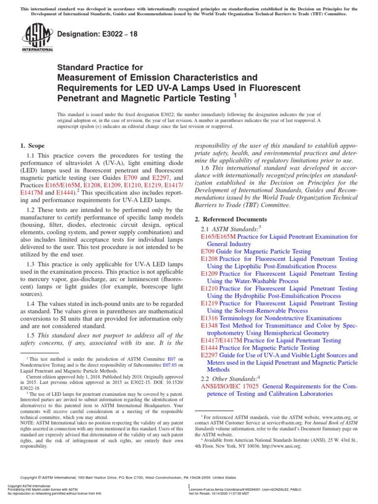 9.astm e 3022 18 | PDF | Ultraviolet | Light Emitting Diode
