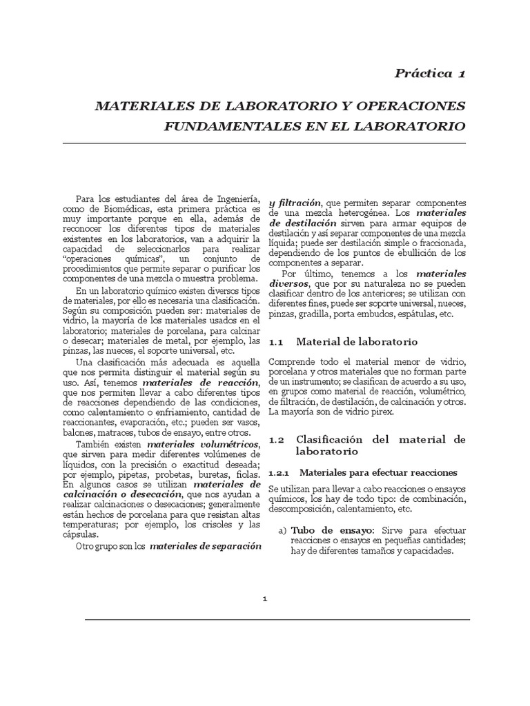 Practica #1 Materiales de Laboratorio | PDF | Destilación | Mezcla