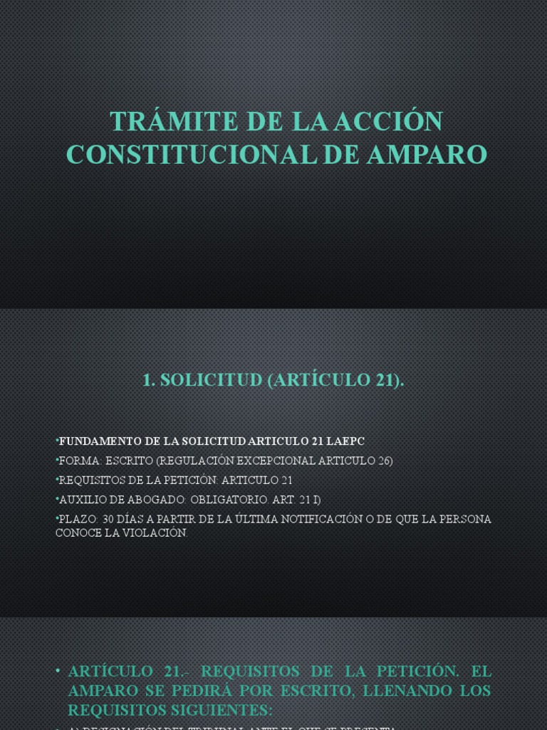 Trámite de La Acción Constitucional de Amparo | PDF | Apelación ...