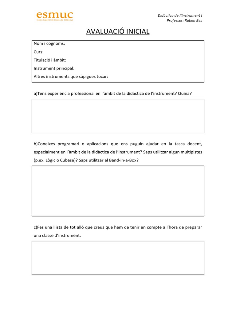 Avaluació Inicial | PDF