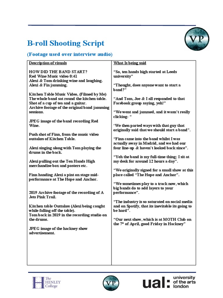 Shooting Script FMP | PDF