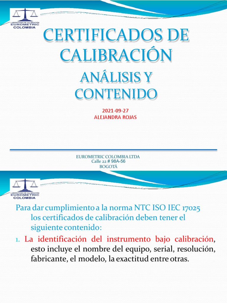 Certificados de Calibración Análisis | PDF | Calibración | Exactitud y precisión