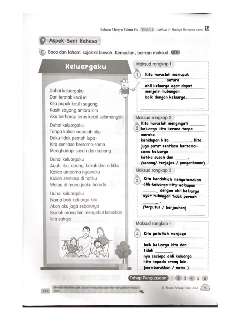 Bahasa Melayu Tahun 5A TEMA 1 Latihan 3 Hadapi Bersama-Sama | PDF