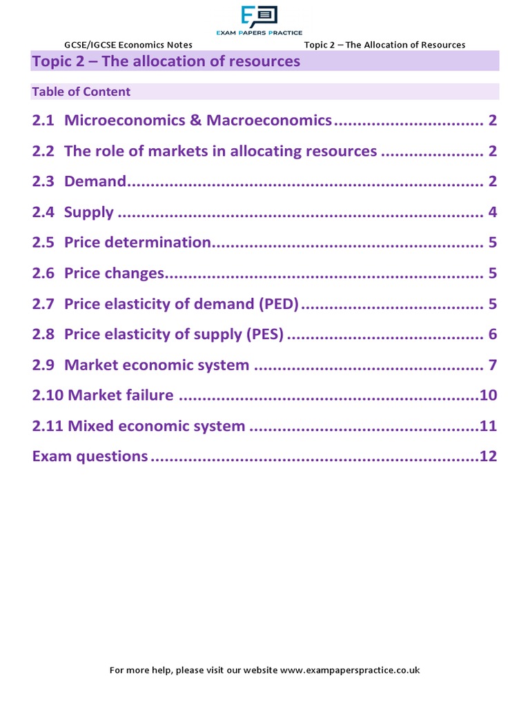Topic 2 - The Allocation of Resources 5 PDF | PDF | Elasticity ...