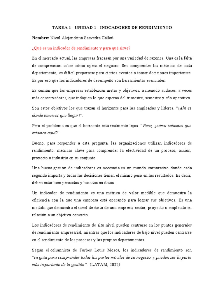 Saavedra Nicol - TAREA 1 | PDF | Business | Economias