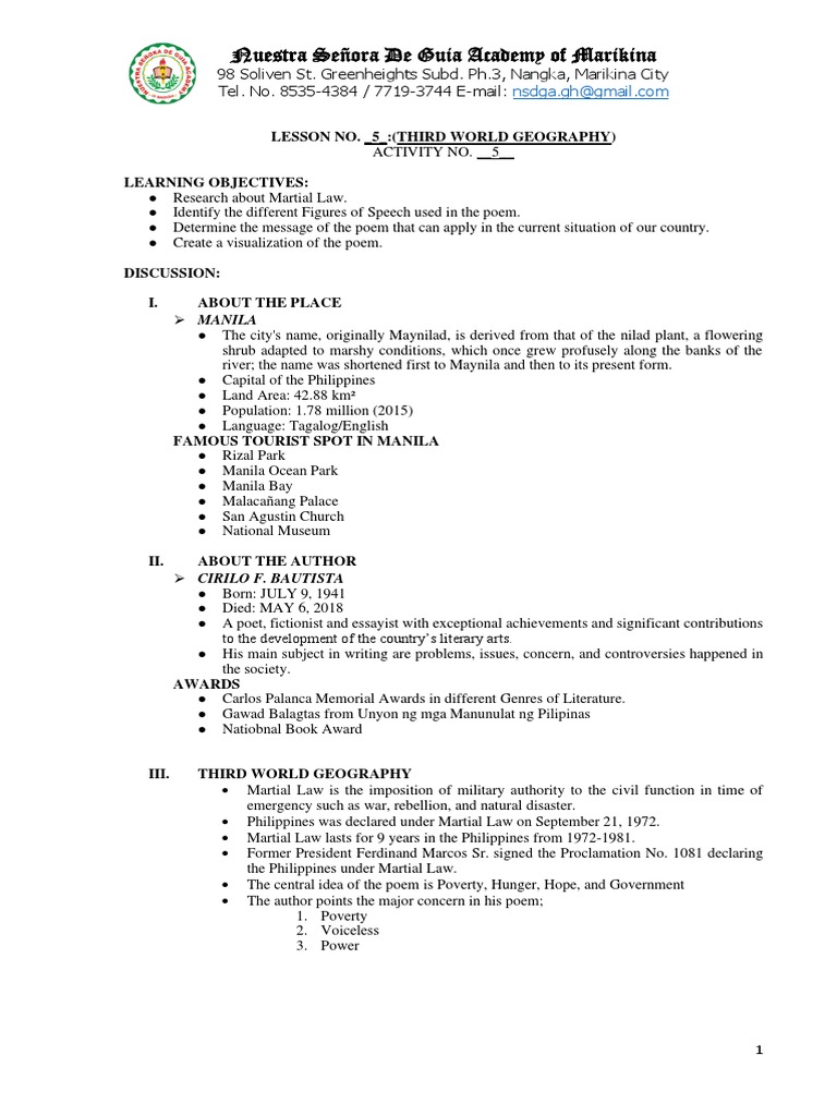 Student Guide: Third World Geography | PDF | Manila