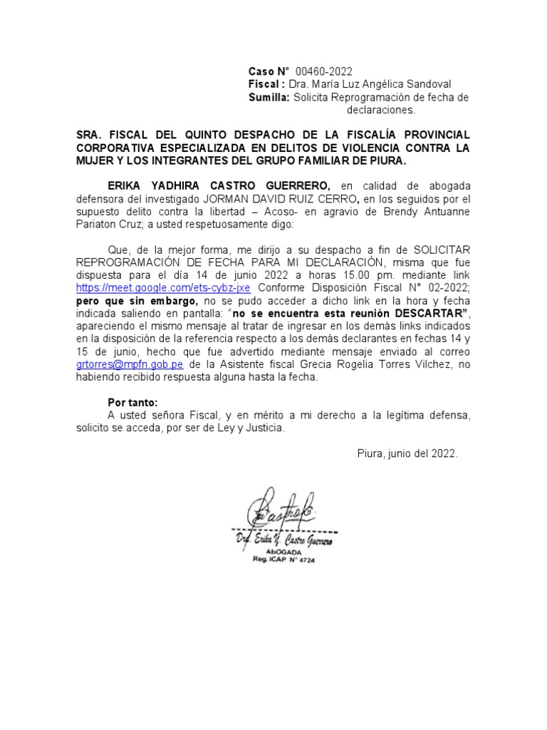 Solicita Reprogramación | PDF | Derecho