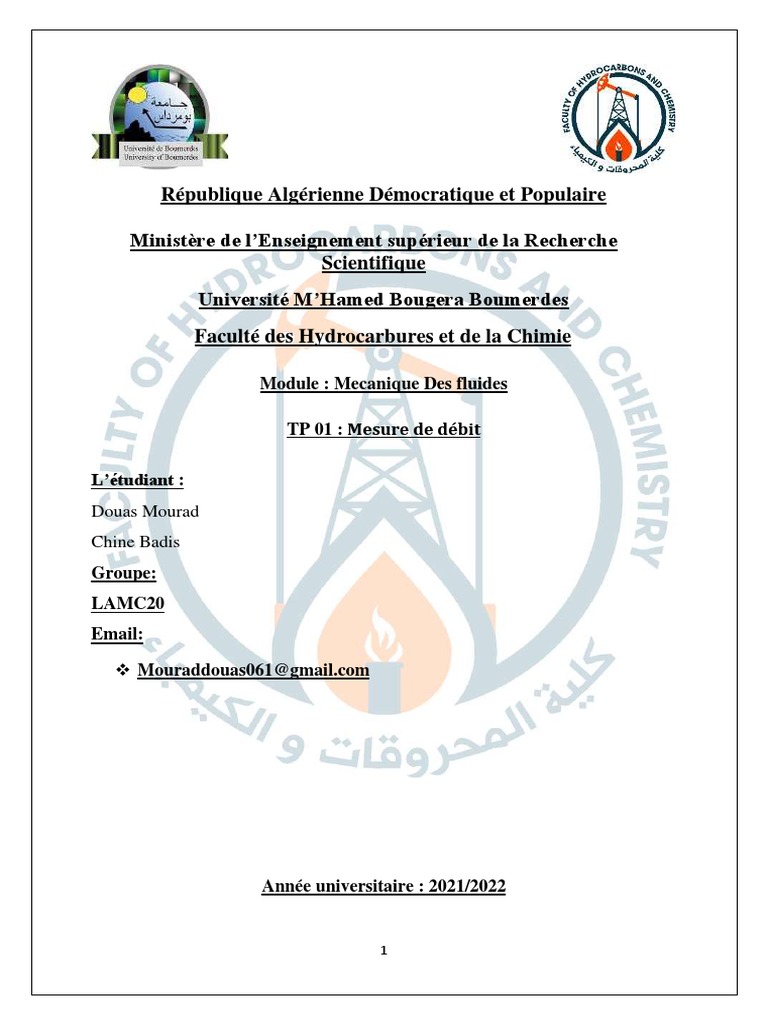 TP MDF Mesure de Débit | PDF | mesure de pression | Robinet (plomberie)
