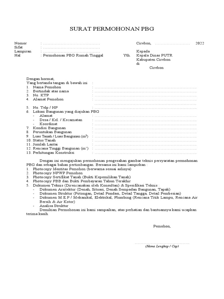 Permohonan PBG Rumah Tinggal | PDF